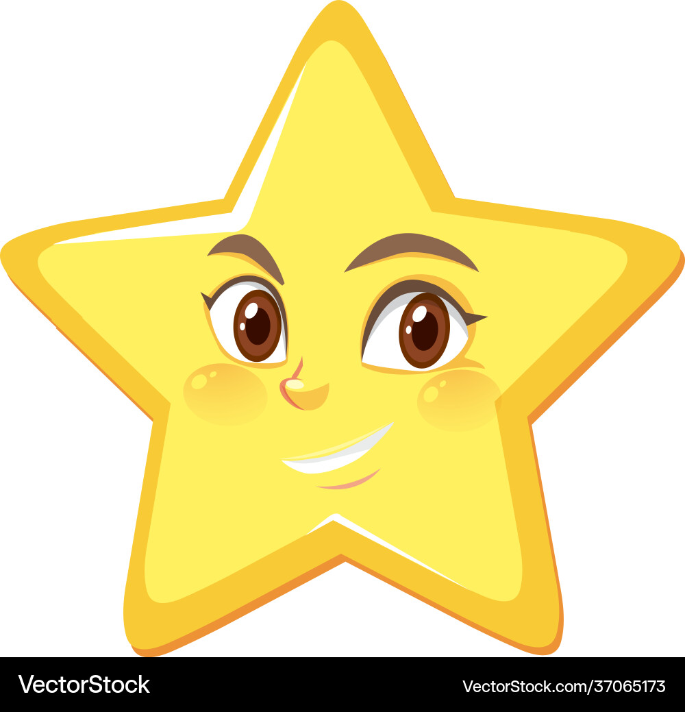 Star cartoon character with happy face expression Vector Image