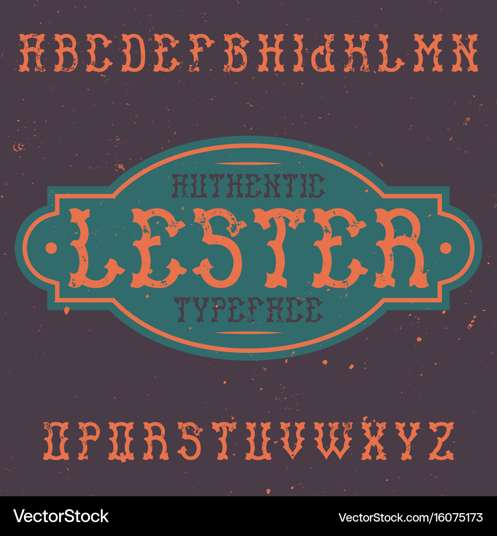 Vintage Label Schriftart namens lester Lizenzfreier Vektor