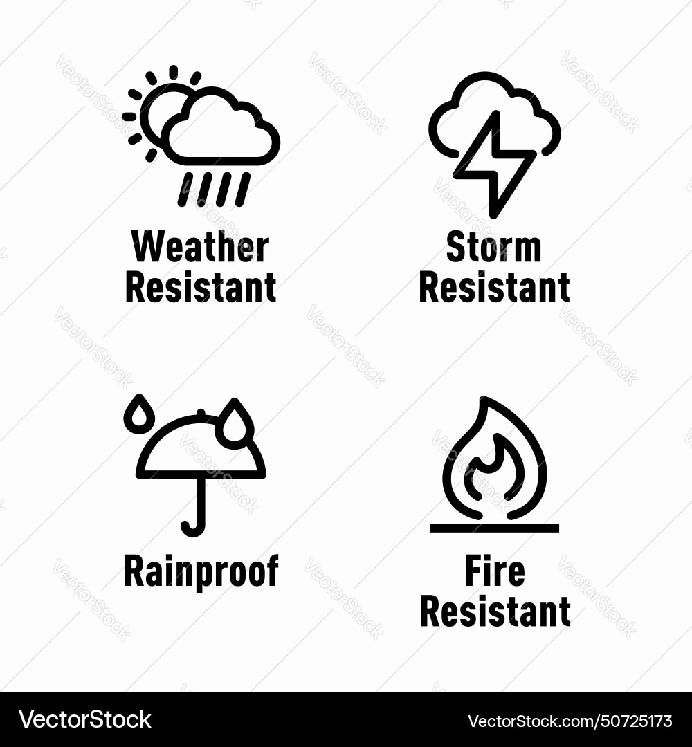 Weather storm fire resistant rainproof Royalty Free Vector