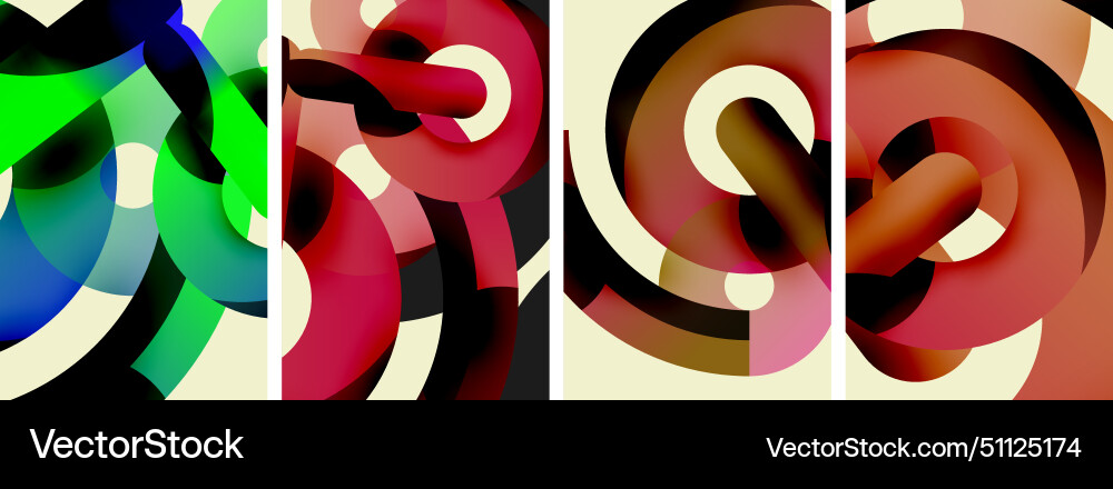 A collage of four different colored swirls Vector Image
