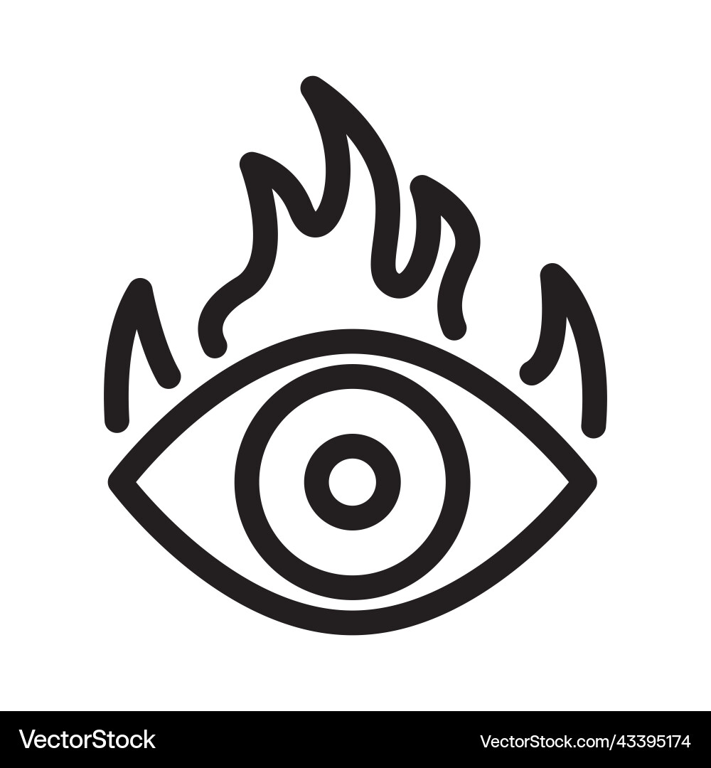 Burning eye icon fiery eyes Royalty Free Vector Image