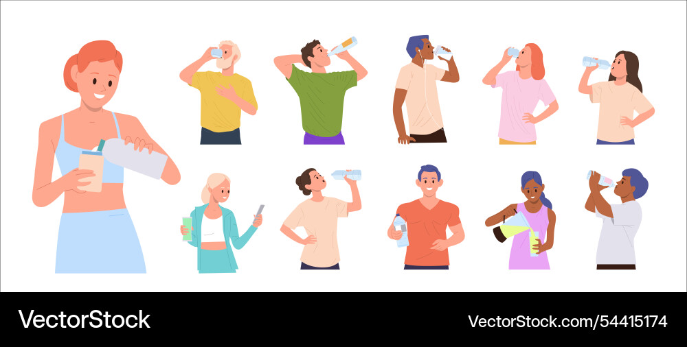 Different people cartoon characters drinking Vector Image