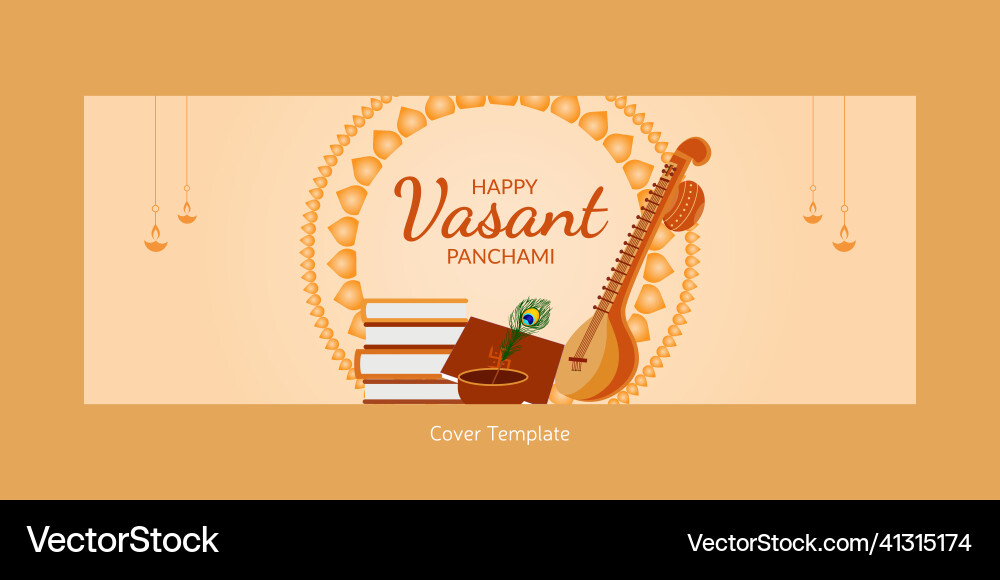 Happy vasant panchami cover page design Royalty Free Vector