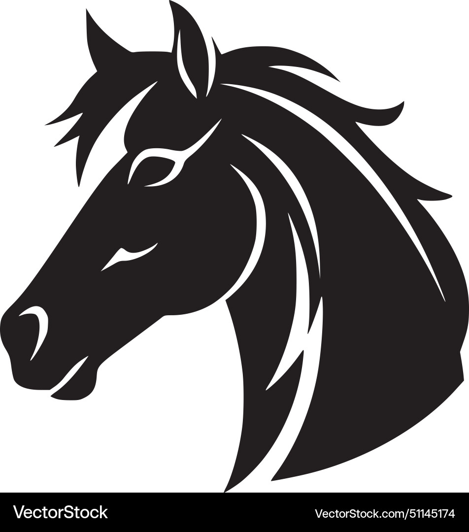 Horse - black and white Royalty Free Vector Image