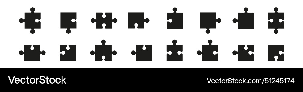 Jigsaw puzzle template with blank pieces grid Vector Image