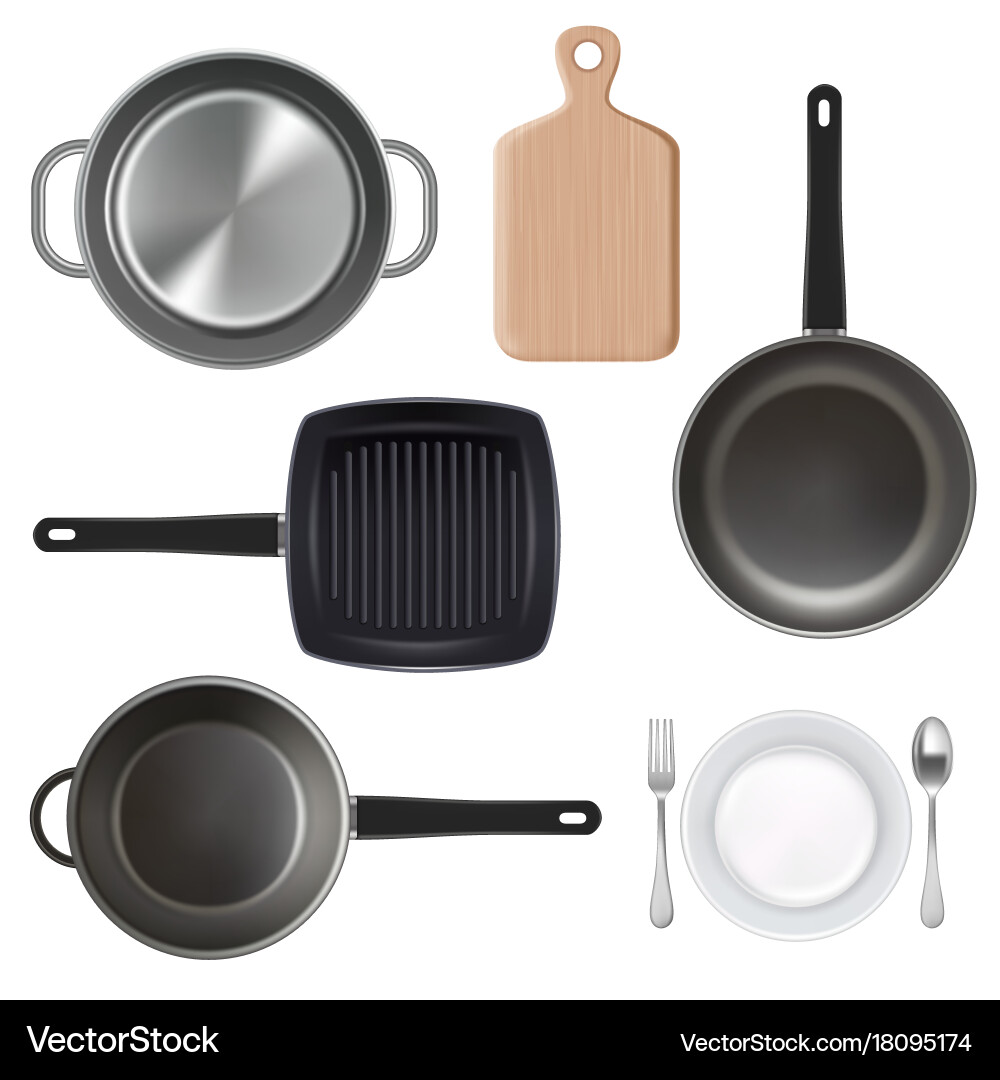 Kitchen utensils top view Royalty Free Vector Image