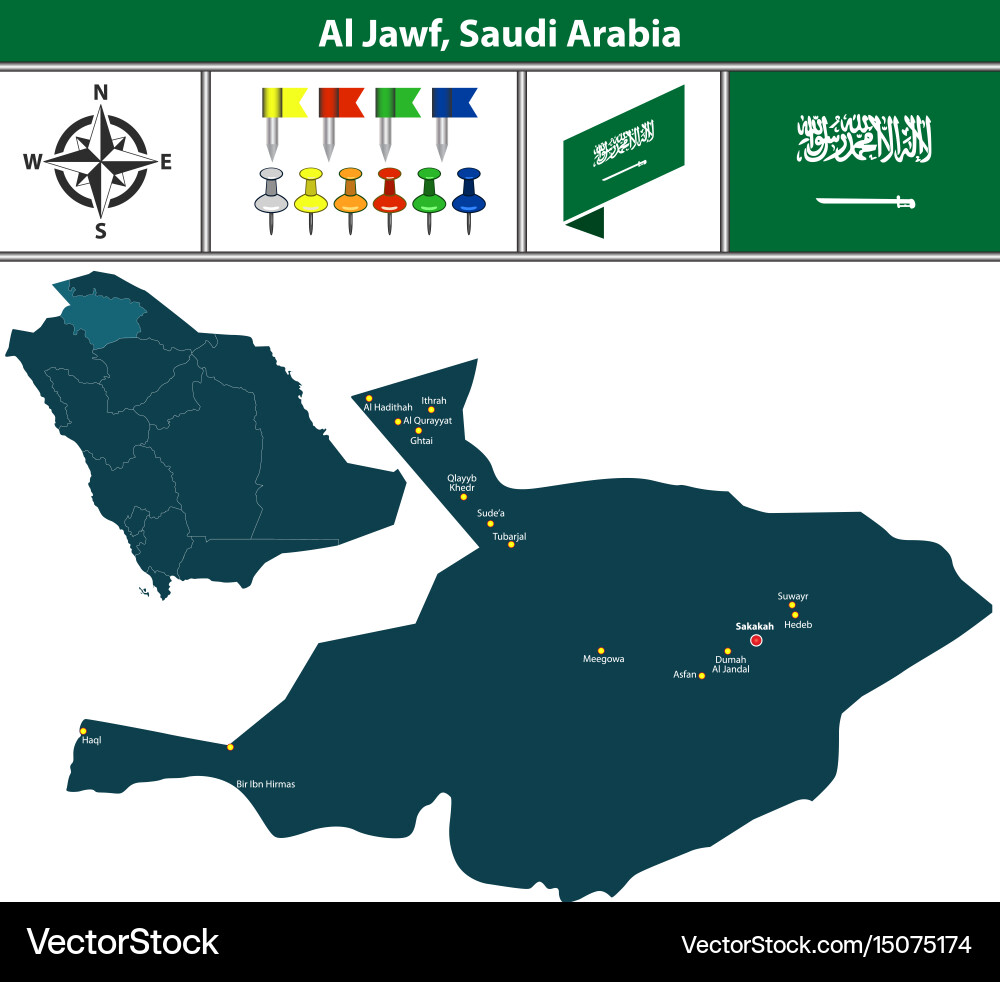 Map of al jawf saudi arabia Royalty Free Vector Image