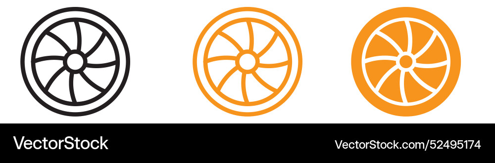 Plane turbine icon set engine for aviation Vector Image