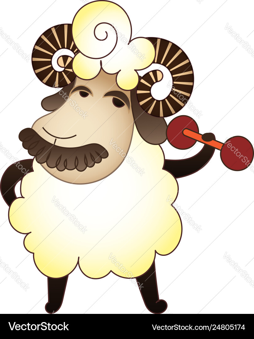 Ram dumbbell icon cartoon style Royalty Free Vector Image
