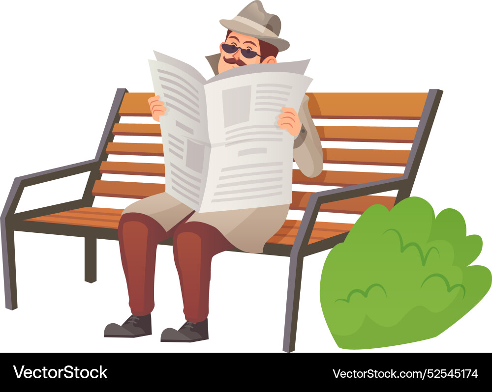 Retro spy character surveillance man read paper Vector Image