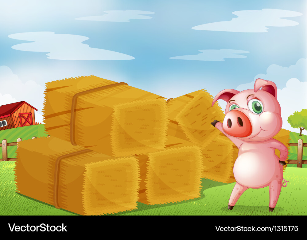 A pig pointing the farm crops Royalty Free Vector Image