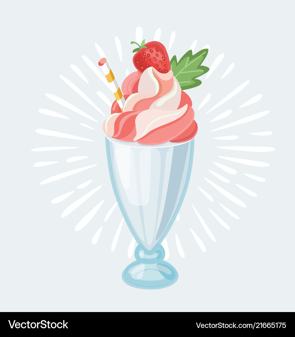 Cartoon strawberry milkshake Royalty Free Vector Image