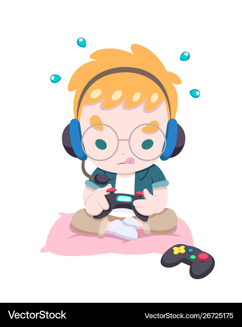 Cute little boy playing game Royalty Free Vector Image