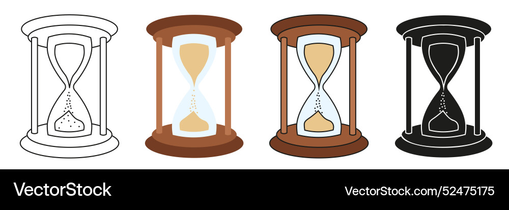 Full hourglass in different styles Royalty Free Vector Image