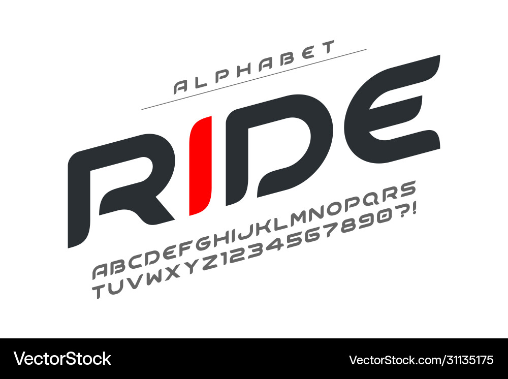 Futuristic alphabet design typeface letters Vector Image