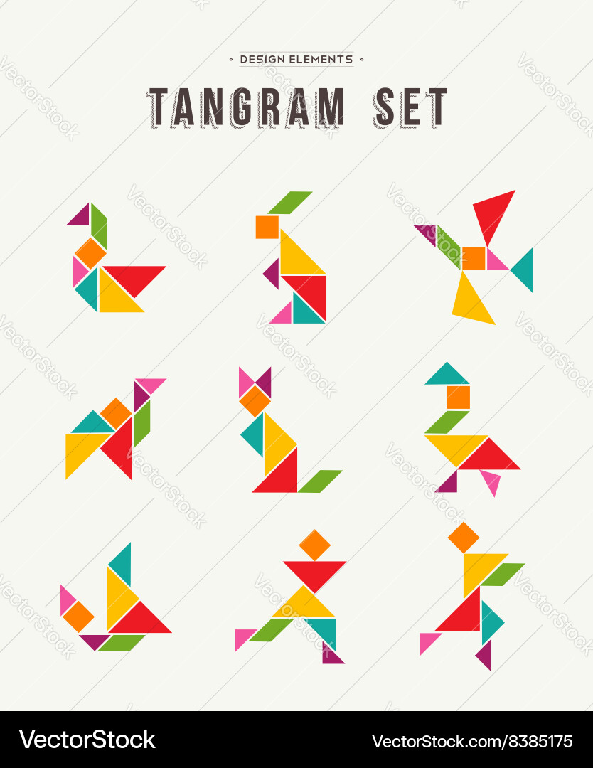 Geometric Tangram Animal Shapes Royalty Free Vector Image