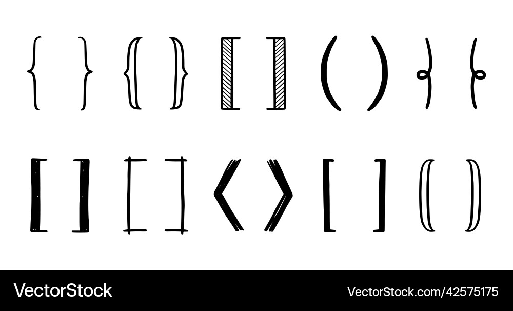 Hand drawn bracket parenthesis element doodle Vector Image