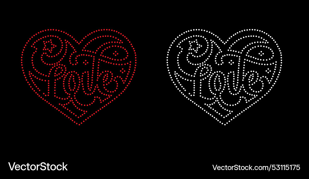 Rhinestone love flower design Royalty Free Vector Image