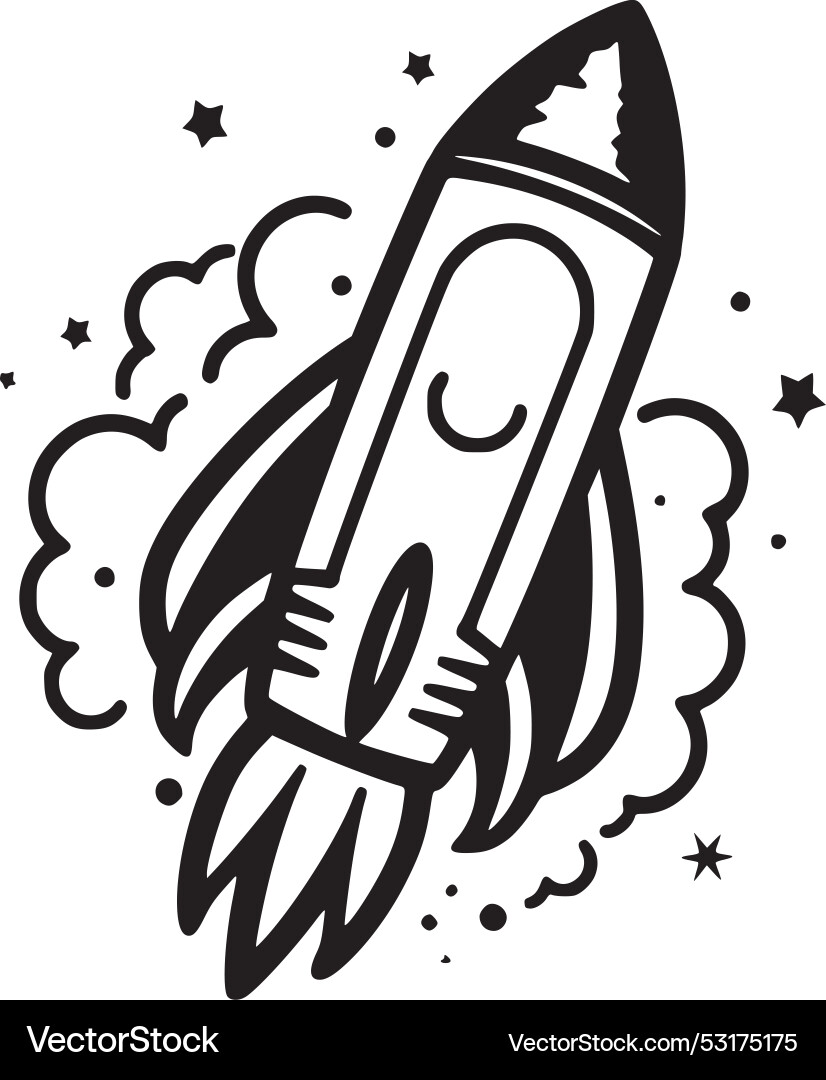 Rocket - black and white isolated icon Royalty Free Vector
