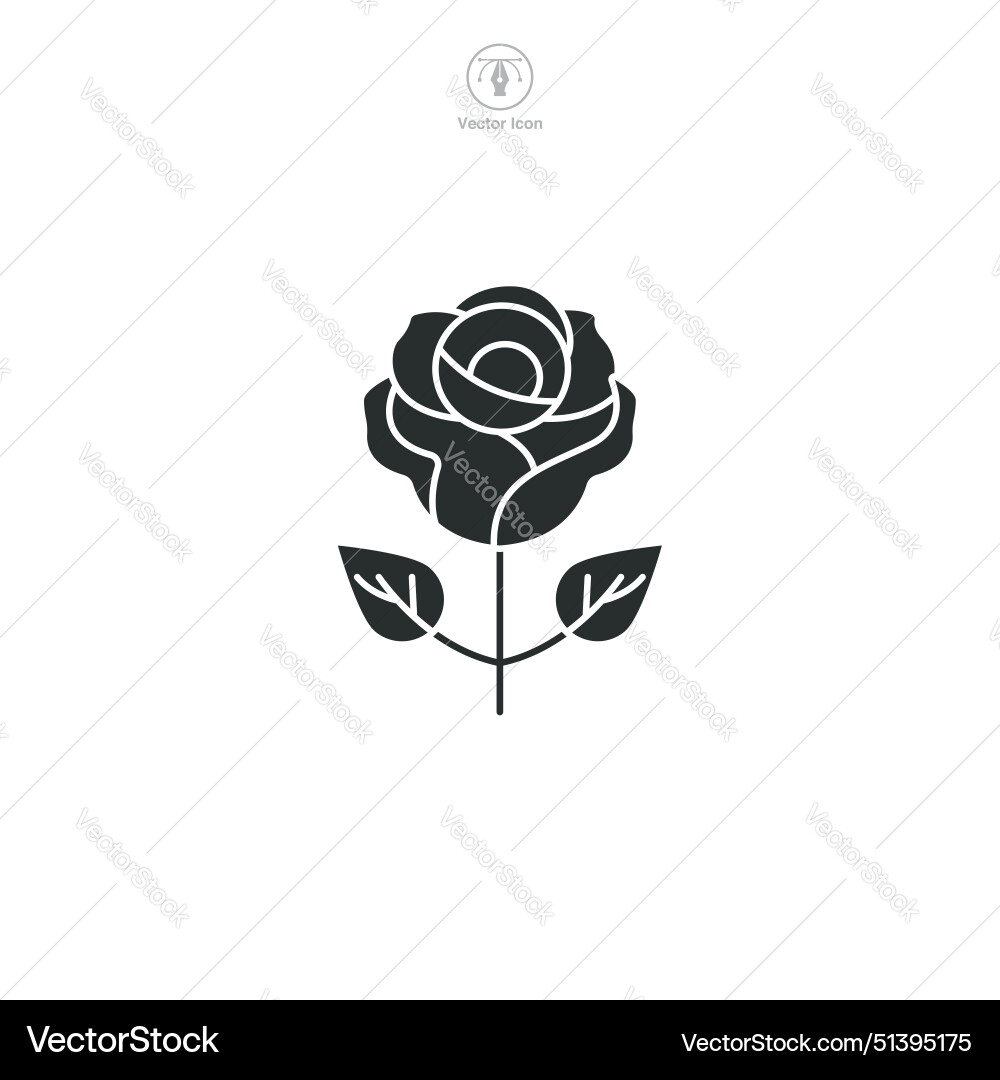 Rose icon symbol isolated on white background Vector Image
