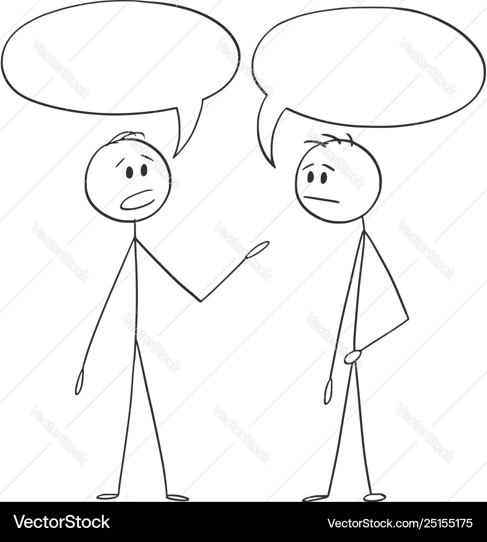 Two Men Talking - Blank Speech Bubbles Royalty Free Vector