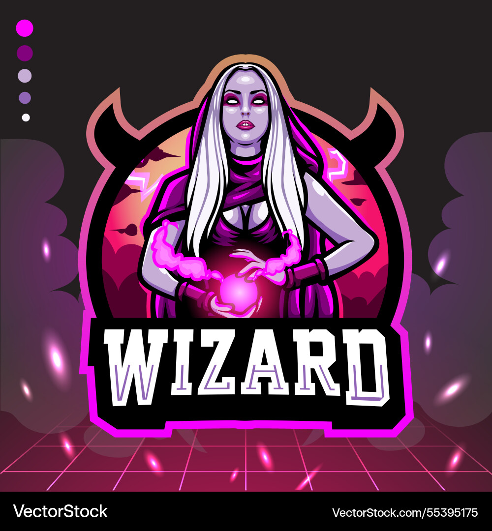 Wizard mage mascot e sports logo design Royalty Free Vector