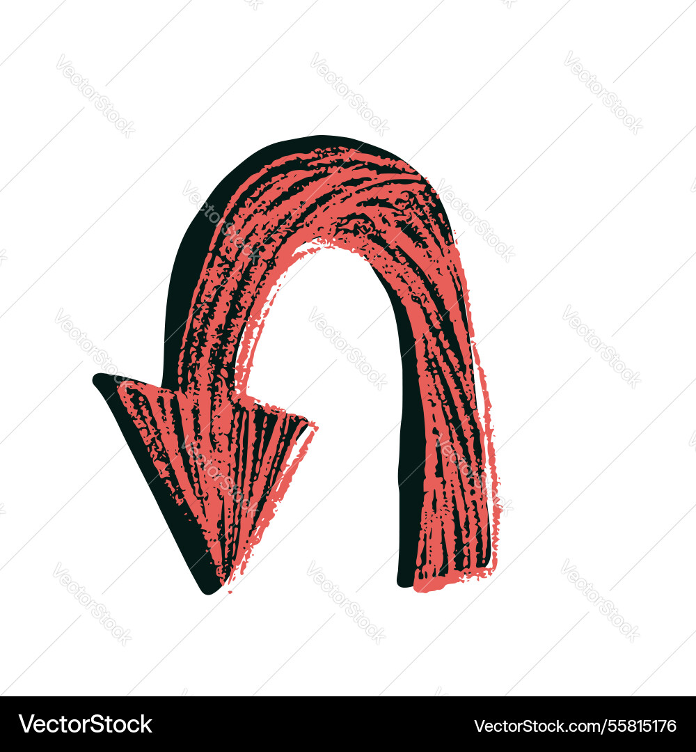 Arrow crayon drawing neo brutalist doodle style Vector Image