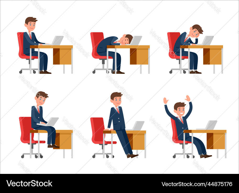 Businessman in suit working on laptop Royalty Free Vector
