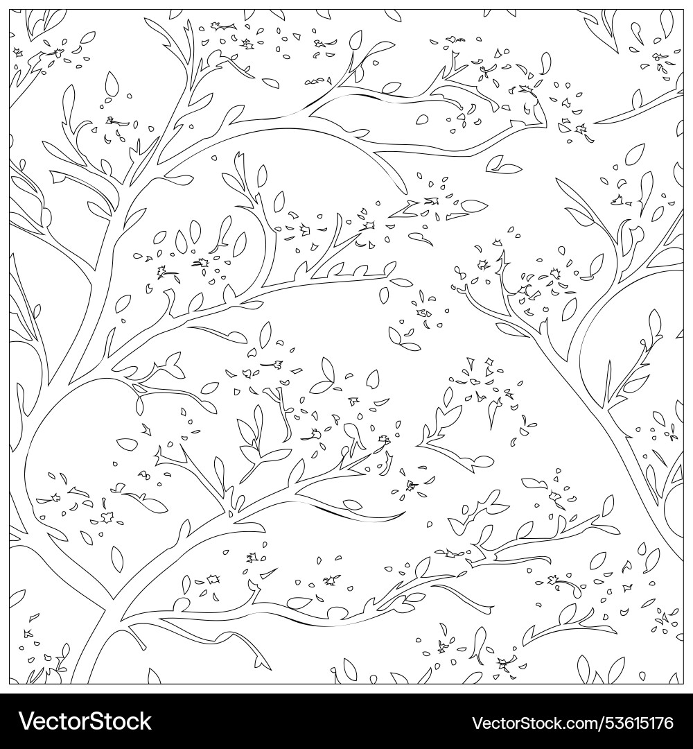 Cherry blossom flower pattern outline sketch Vector Image