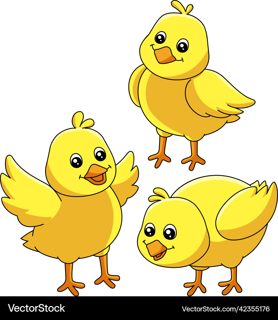 Chicks cartoon colored clipart Royalty Free Vector Image
