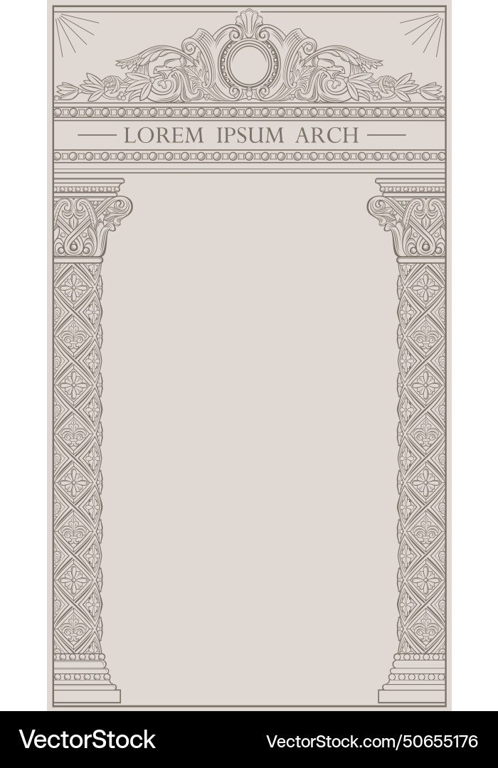 Classic engraved arch postcard frame vintage Vector Image