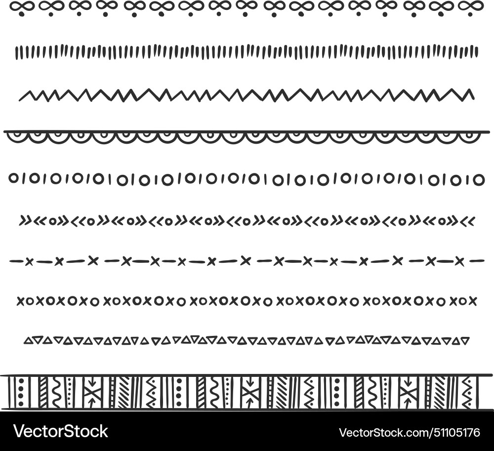 Doodle ornament set decorative divider border Vector Image