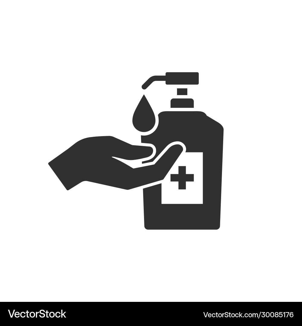 Hand with sanitizer liquid soap icon Royalty Free Vector