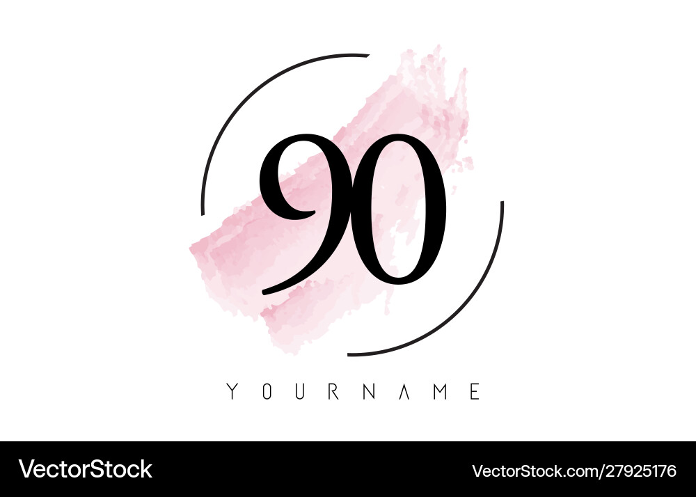 Number 90 watercolor stroke logo design Royalty Free Vector