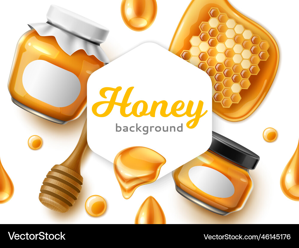 Realistic honey frame sweet natural Royalty Free Vector