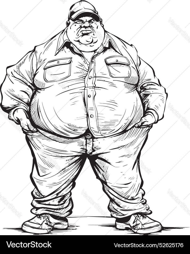 Round heroism graphics showcasing the fat man Vector Image