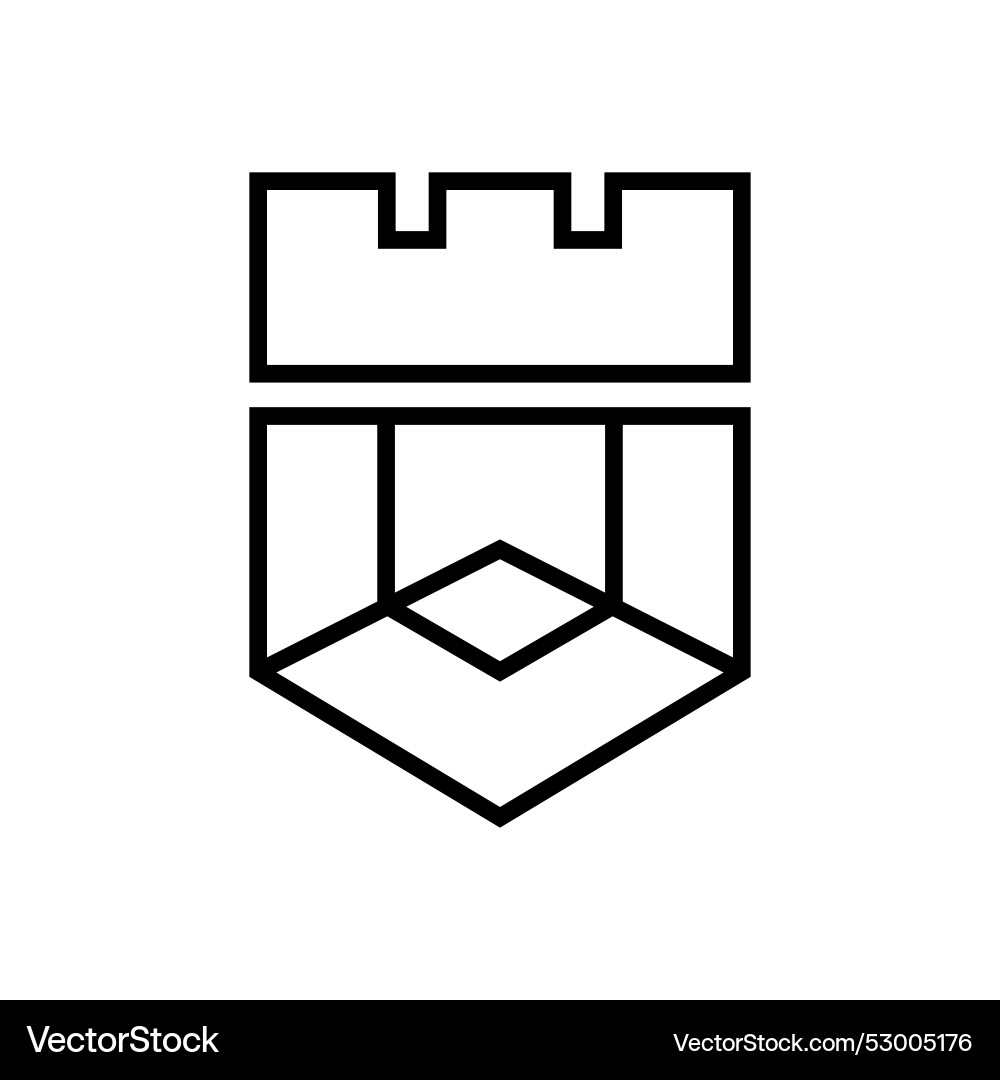 Shield castle line logo design Royalty Free Vector Image