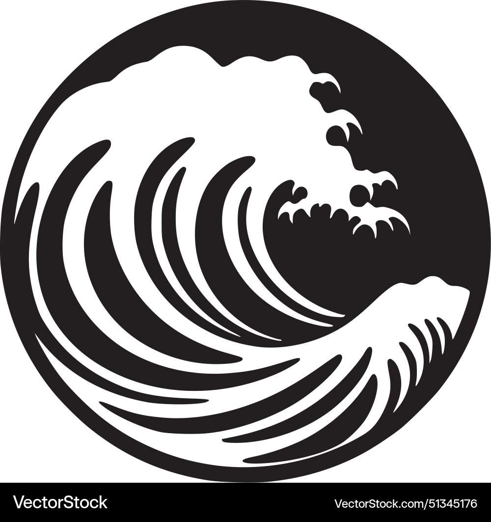 Wave - black and white isolated icon Royalty Free Vector