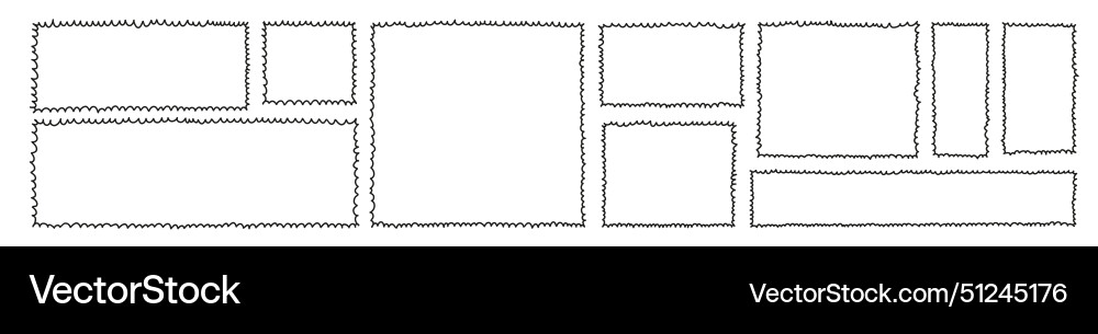 Wavy and scalloped frame squiggle lines outlines Vector Image