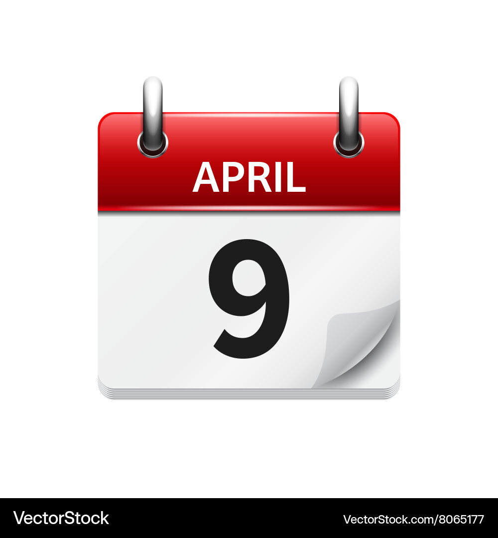 April 9 flat daily calendar icon date Royalty Free Vector
