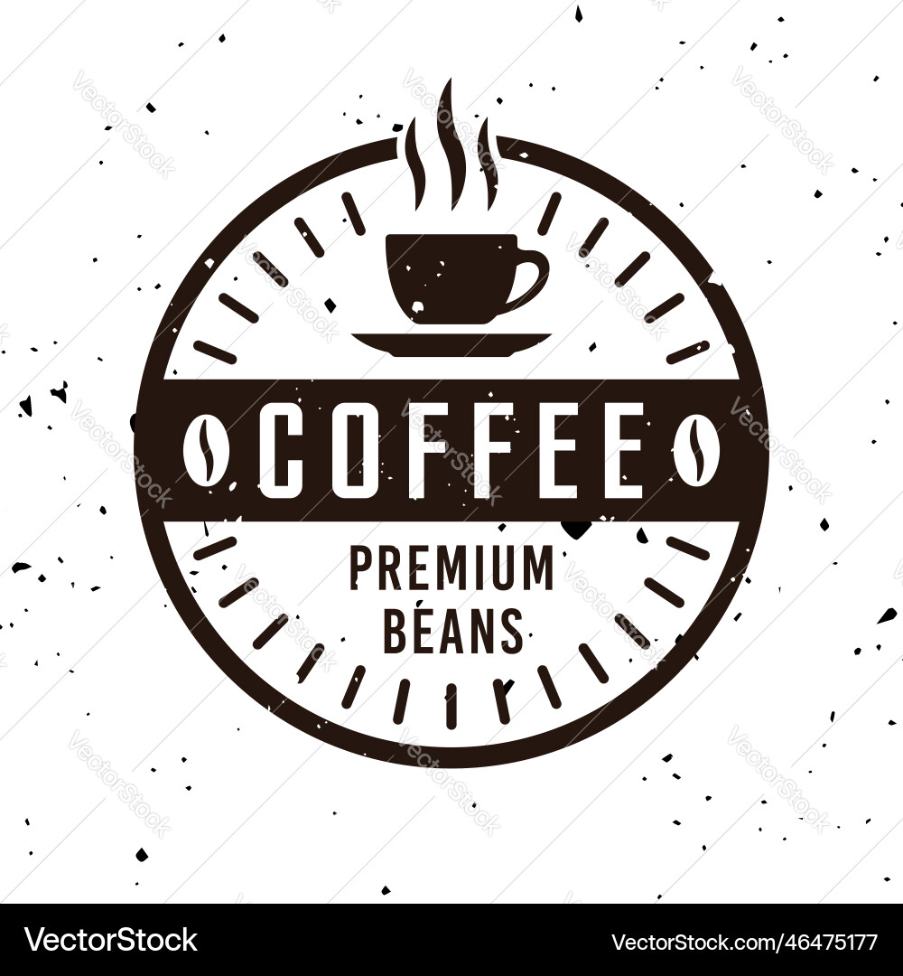 Coffee cup round emblem badge label Royalty Free Vector