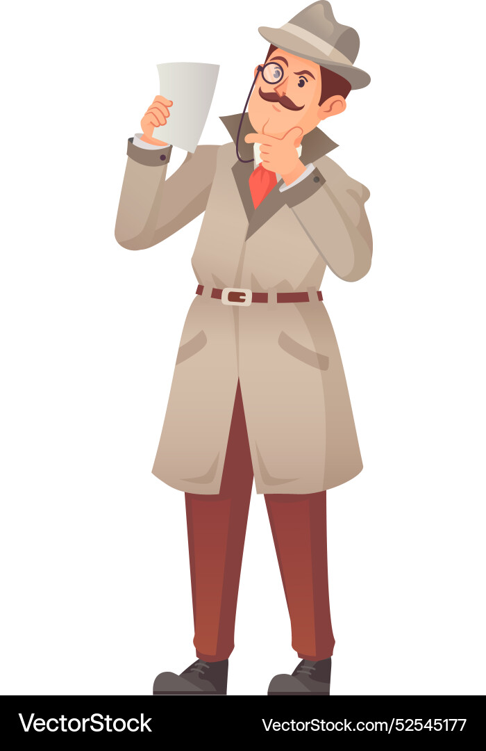 Detective inspecting paper document crime Vector Image