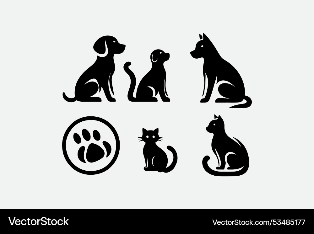 Dog and cat silhouette isolated Royalty Free Vector Image