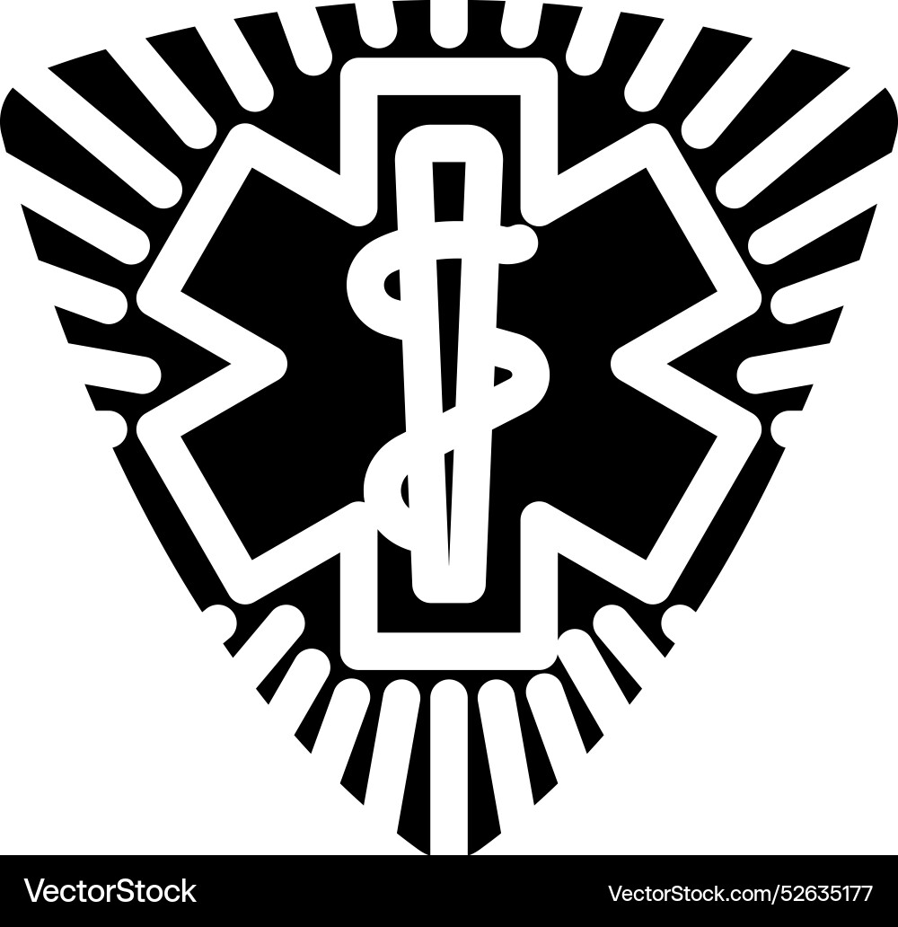 Emt badge ambulance glyph icon Royalty Free Vector Image