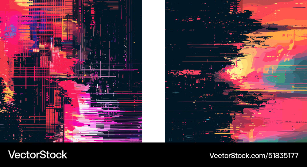 Glitch texture cartoon posters stripe Royalty Free Vector