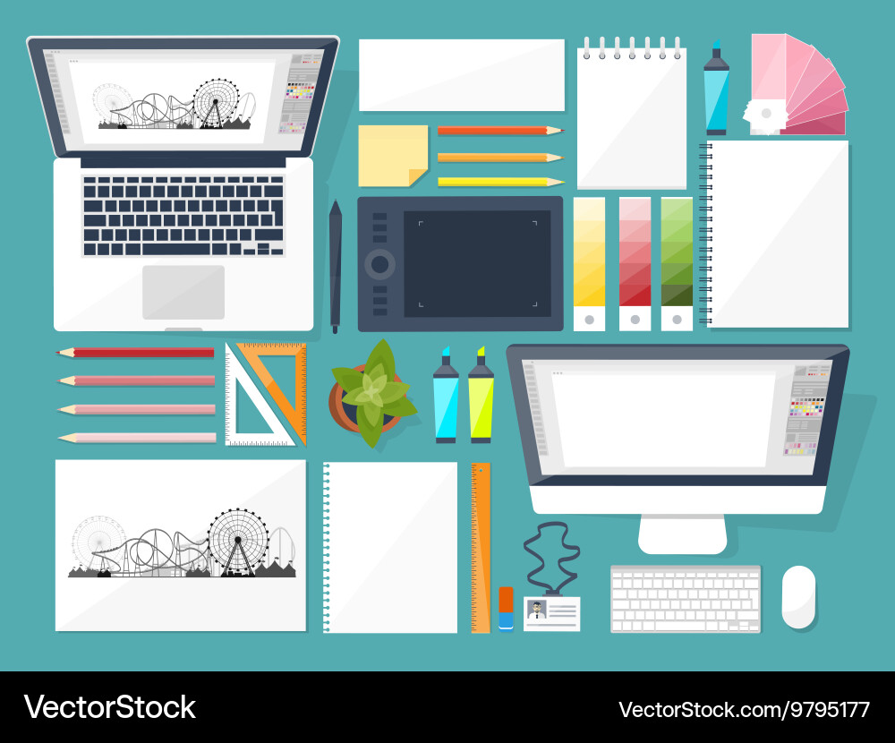 Graphic web design drawing and painting Royalty Free Vector