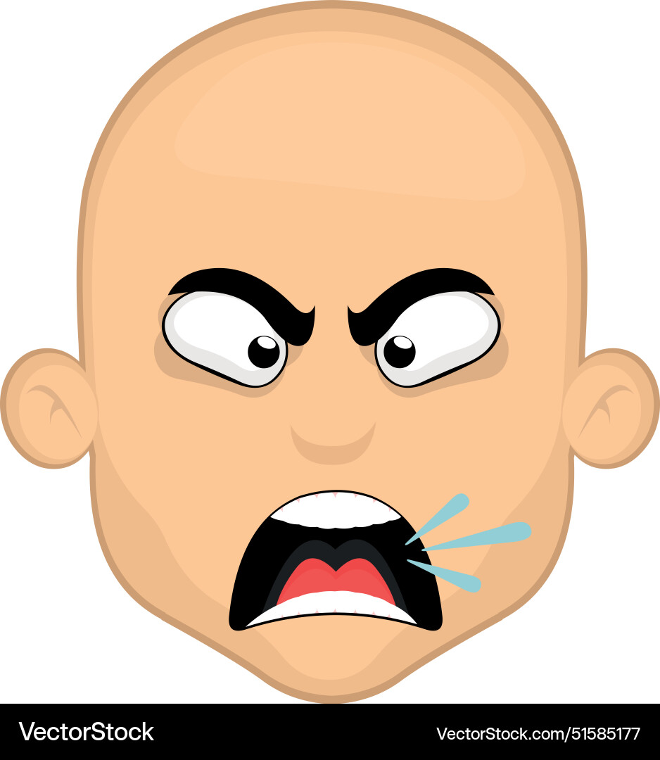 Head bald man screaming Royalty Free Vector Image