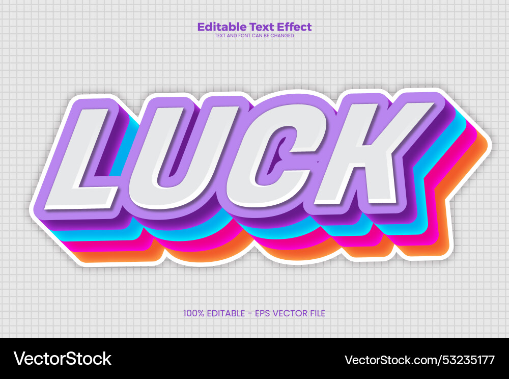 Luck editable text effect in modern trend style Vector Image