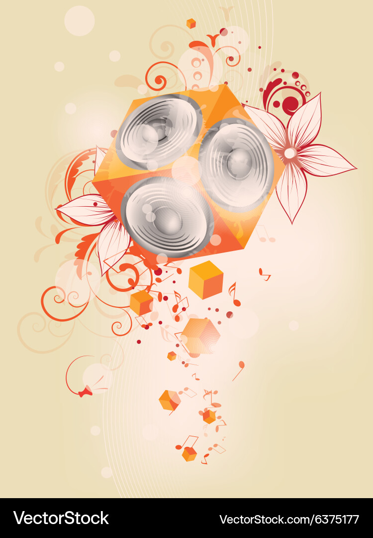 Music background with floral elements Royalty Free Vector