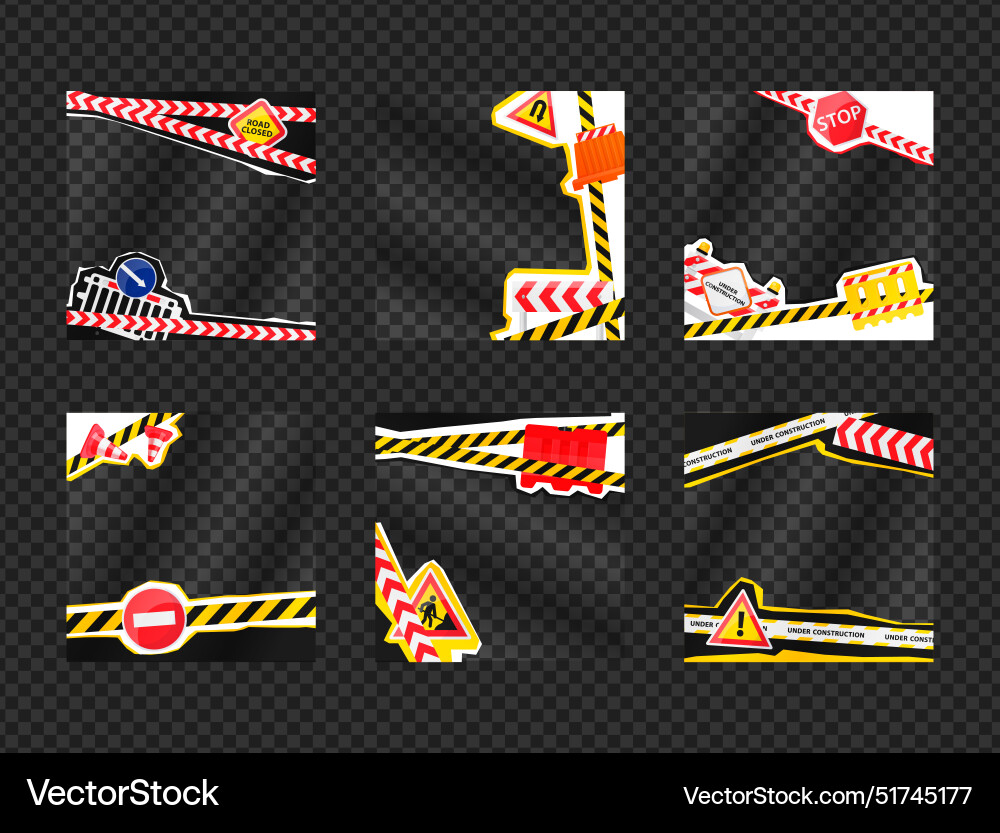 Road signs warning caution dangerous zone banner Vector Image